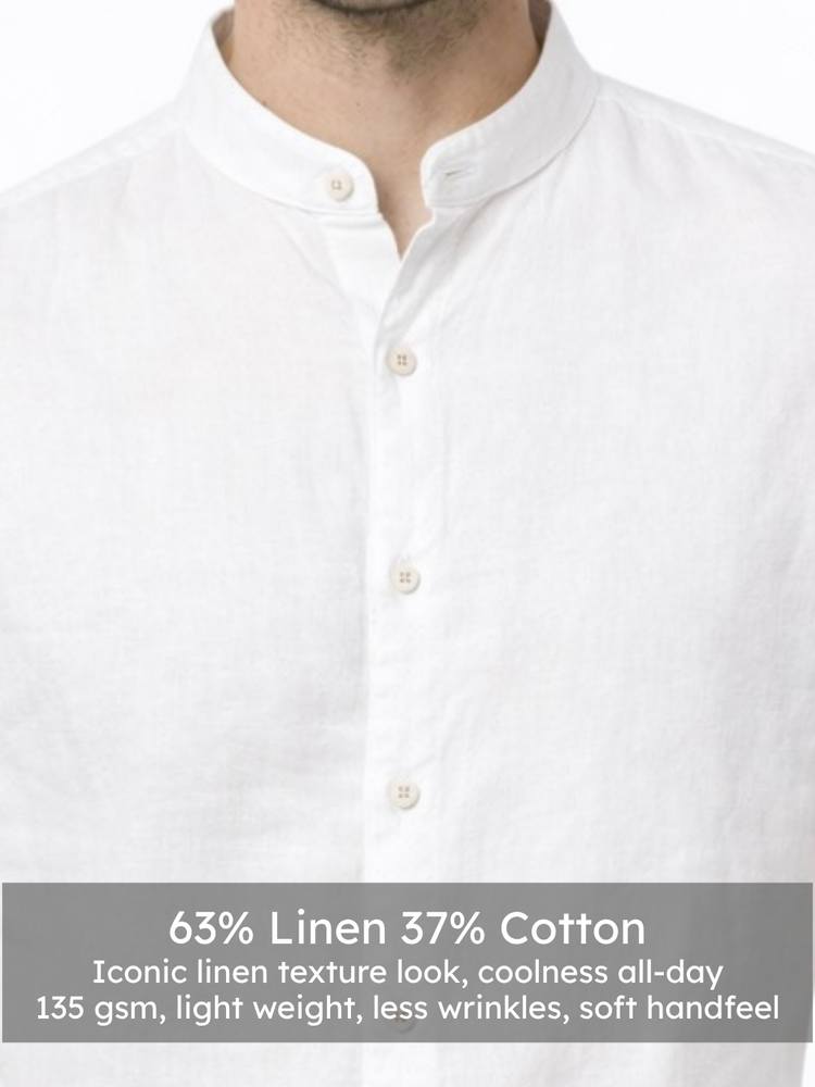 Linen Rich White Mandarin Collar Shirt – SLAY.FASHION